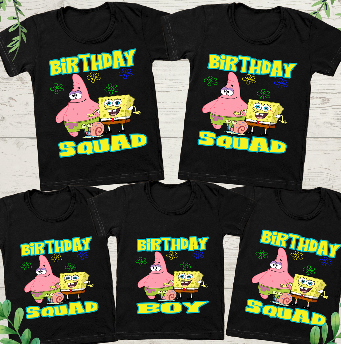 Boy Spongebob Birthday Squad PNG – Design Sisters and Blanks